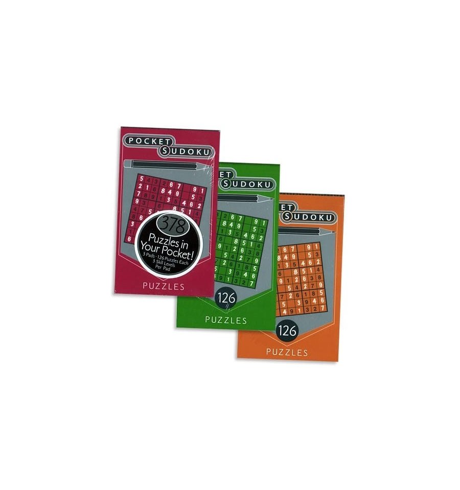 Original Pocket Sudoku Game Pads 3-Pack - 378 sudoku puzzles with ...